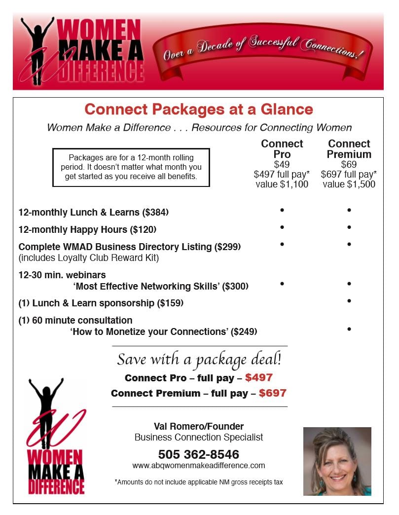New Connect Packages – Women Make a Difference